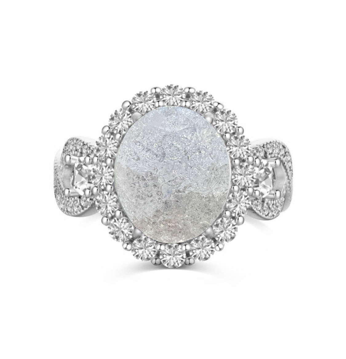 925 Sterling Silver Infinity Oval Cut White Ice & Diamond CZ Ring ...