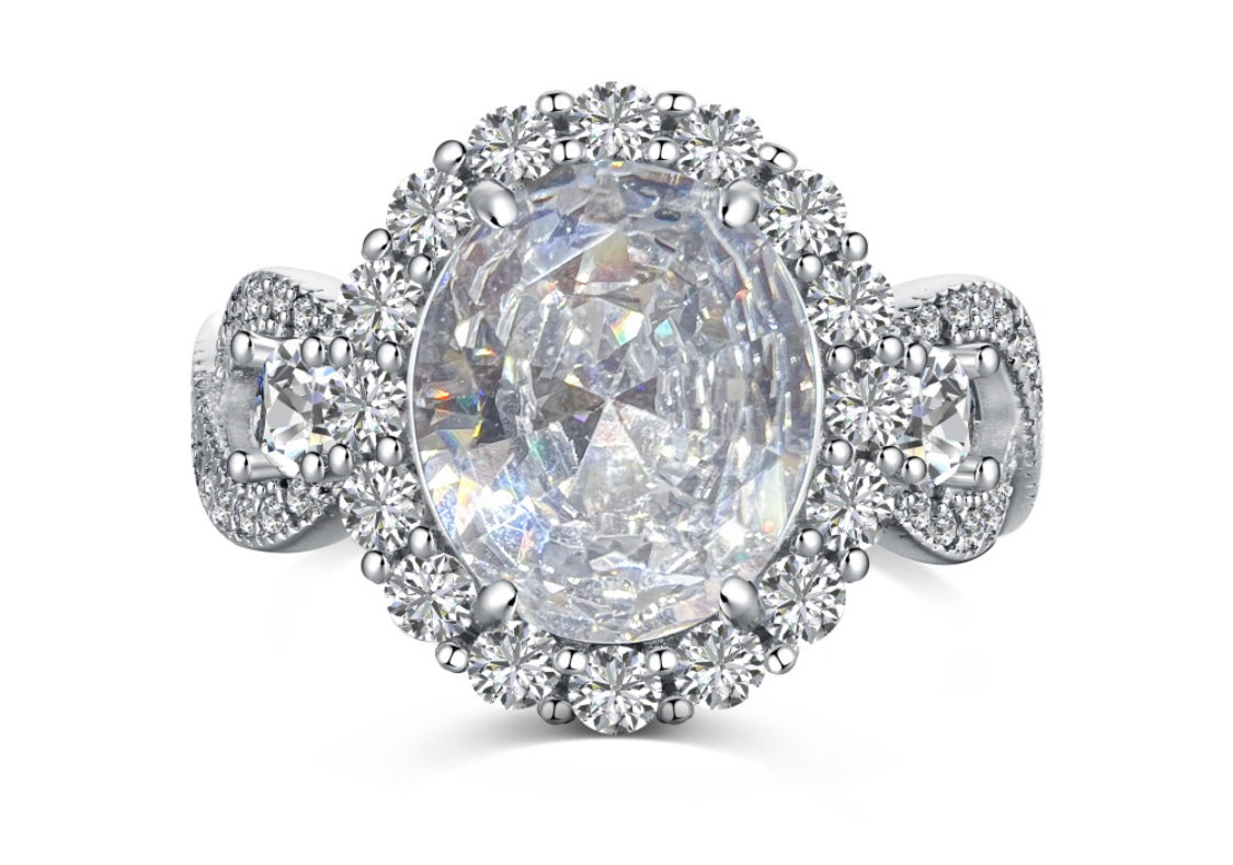 925 Sterling SIlver Infinity Oval Cut Clear Diamond CZ Ring – Pink Ice ...